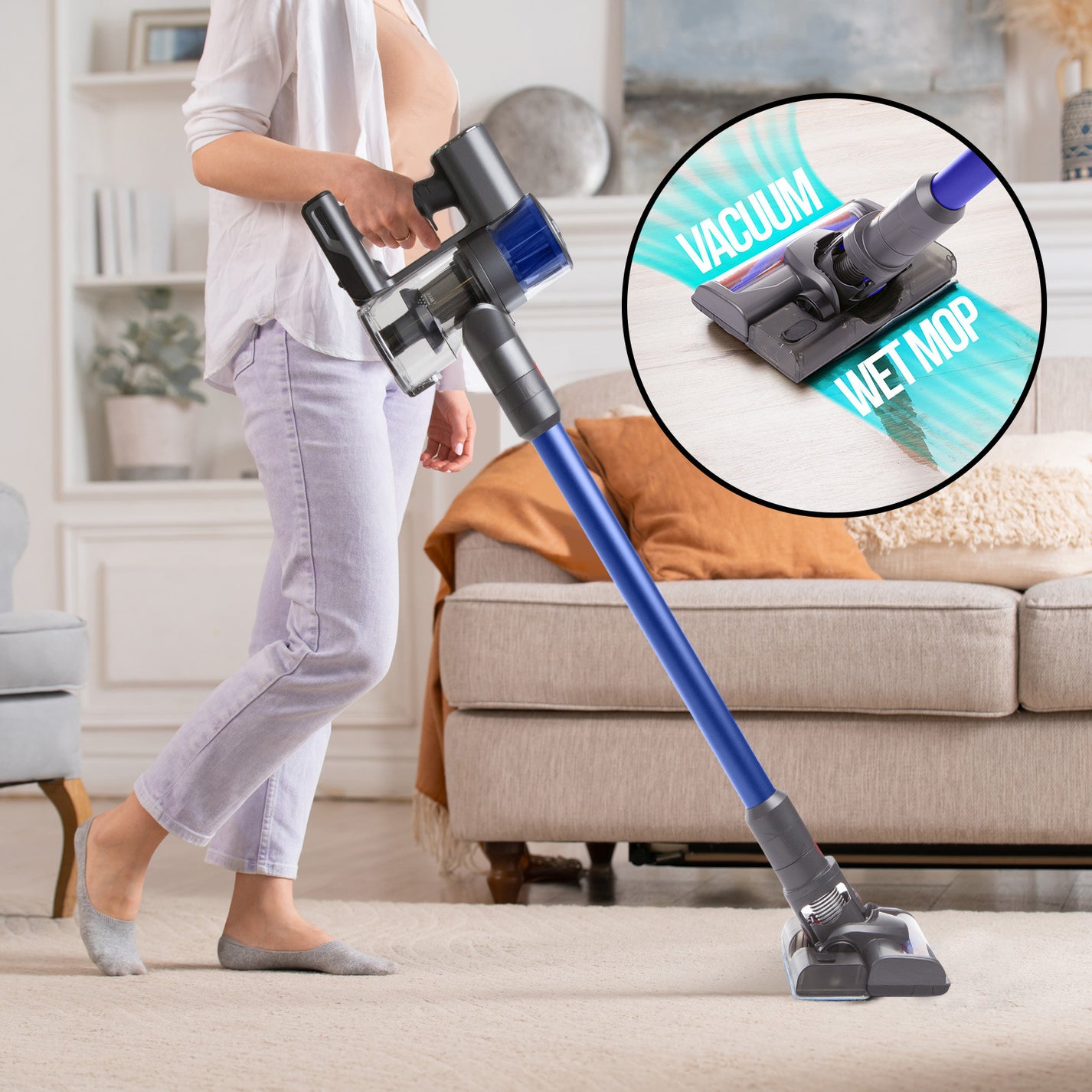 MyGenie H20 PRO Wet Mop 2-IN-1 Cordless Stick Vacuum Cleaner Handheld ...