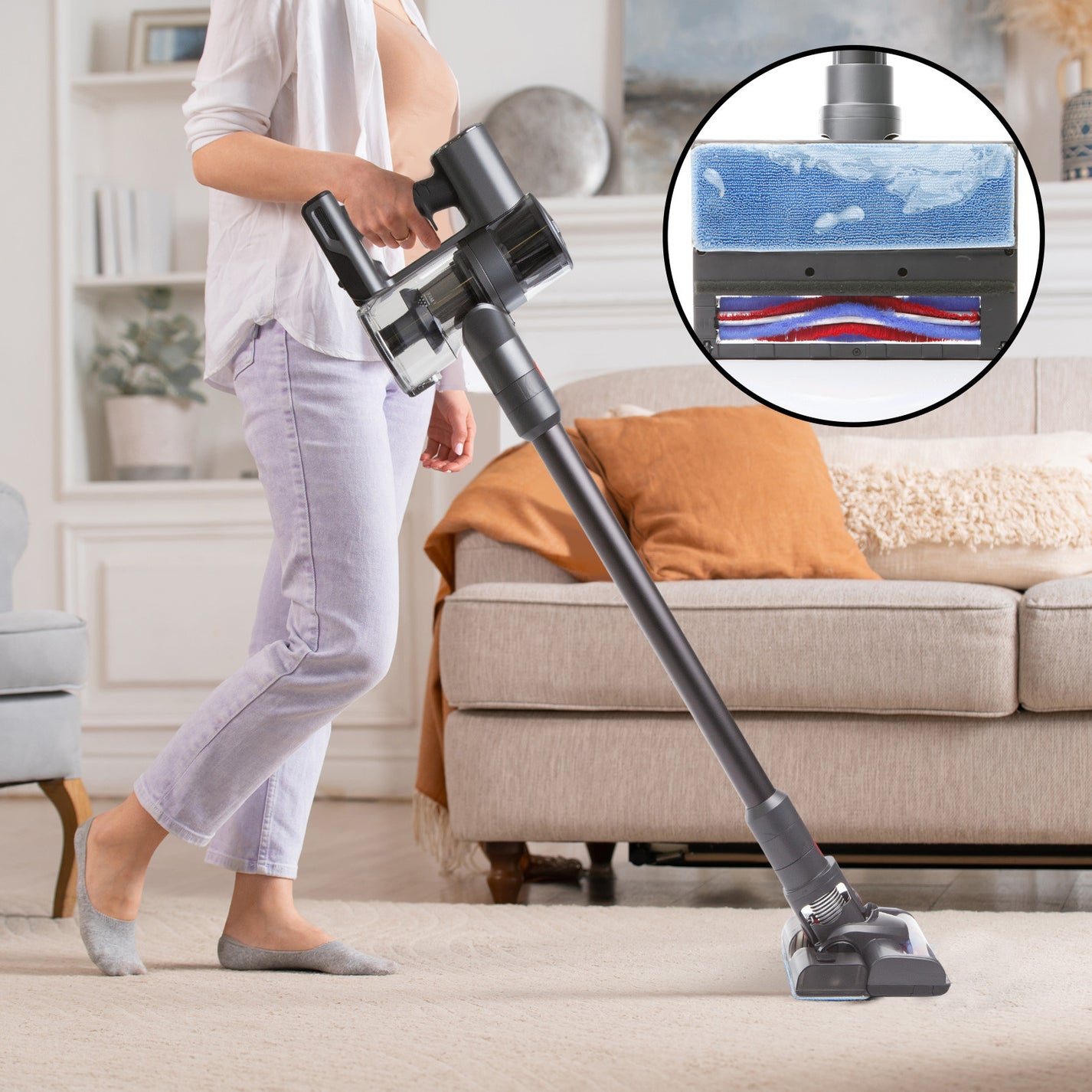 MyGenie H20 PRO Wet Mop 2-IN-1 Cordless Stick Vacuum Cleaner Handheld ...