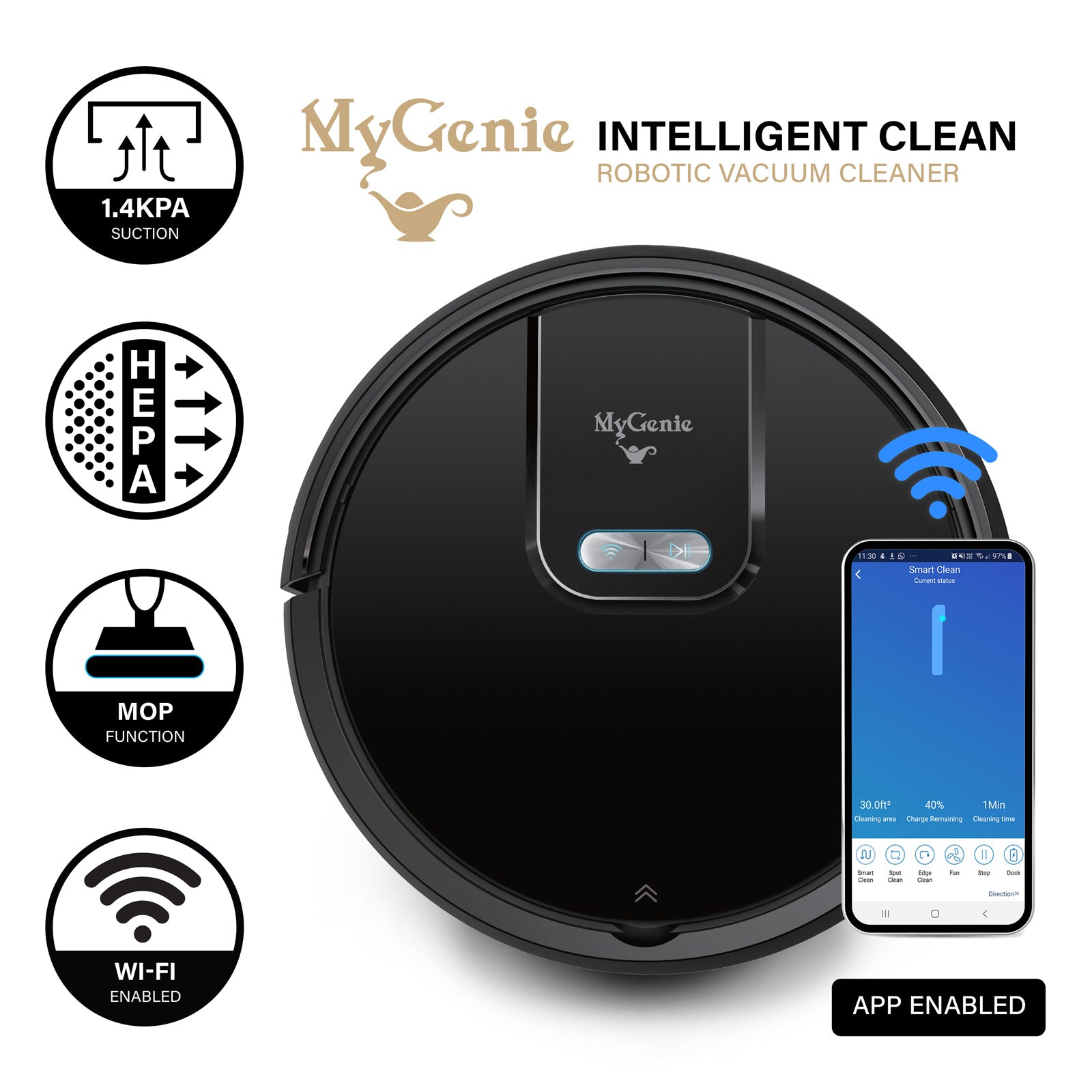 MyGenie WI-FI GMAX Robotic Vacuum Cleaner Mop App Control Dry & Wet Au ...